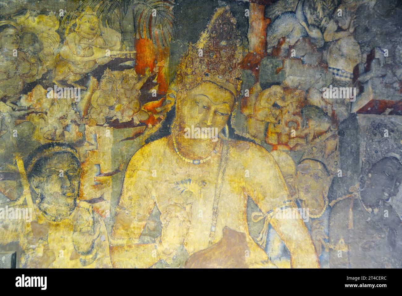 Cave No. 1. Gentle figure of the Bodhisattva Padmapani towards the left ...