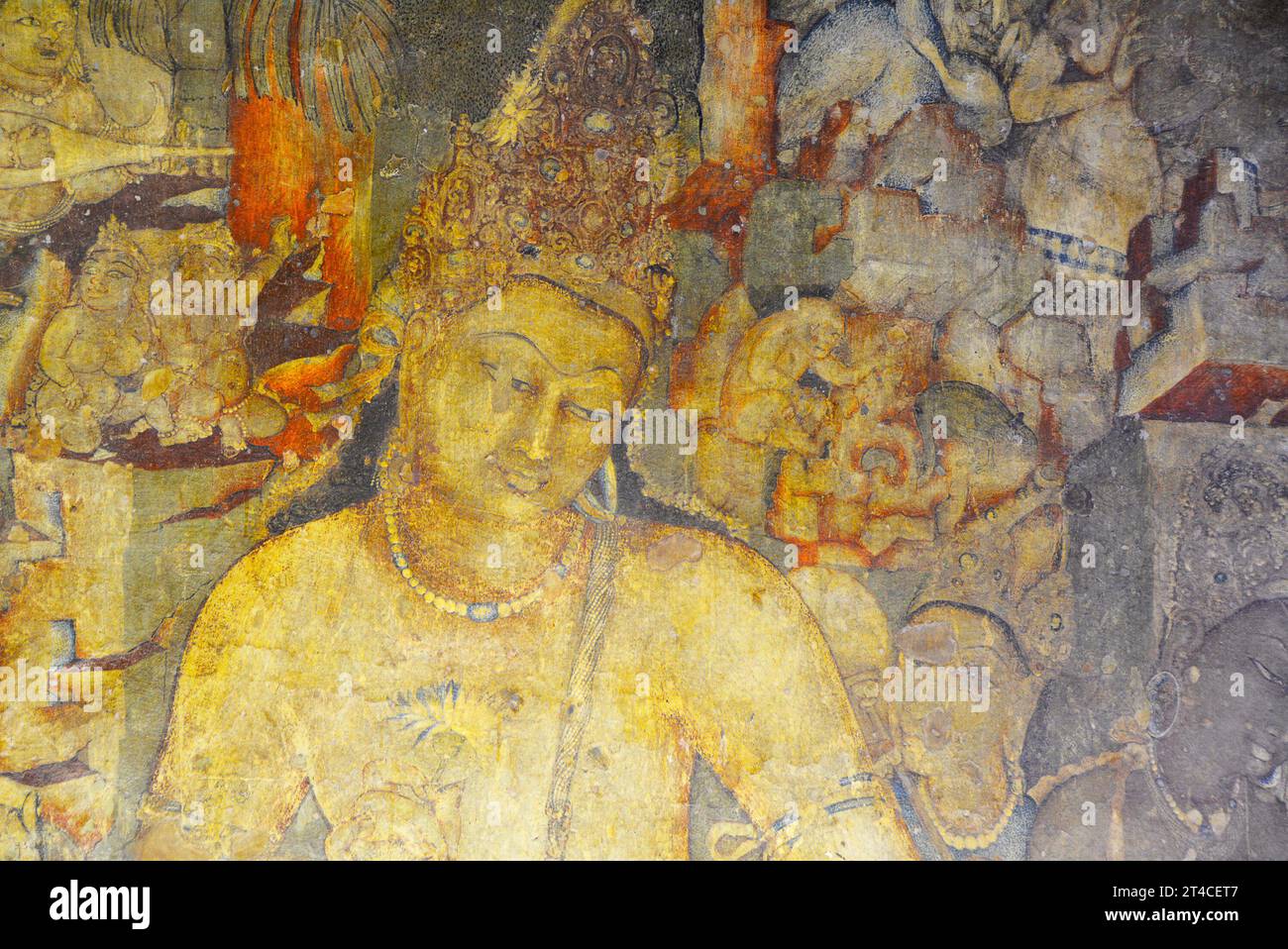 Cave No. 1. Gentle figure of the Bodhisattva Padmapani towards the left ...