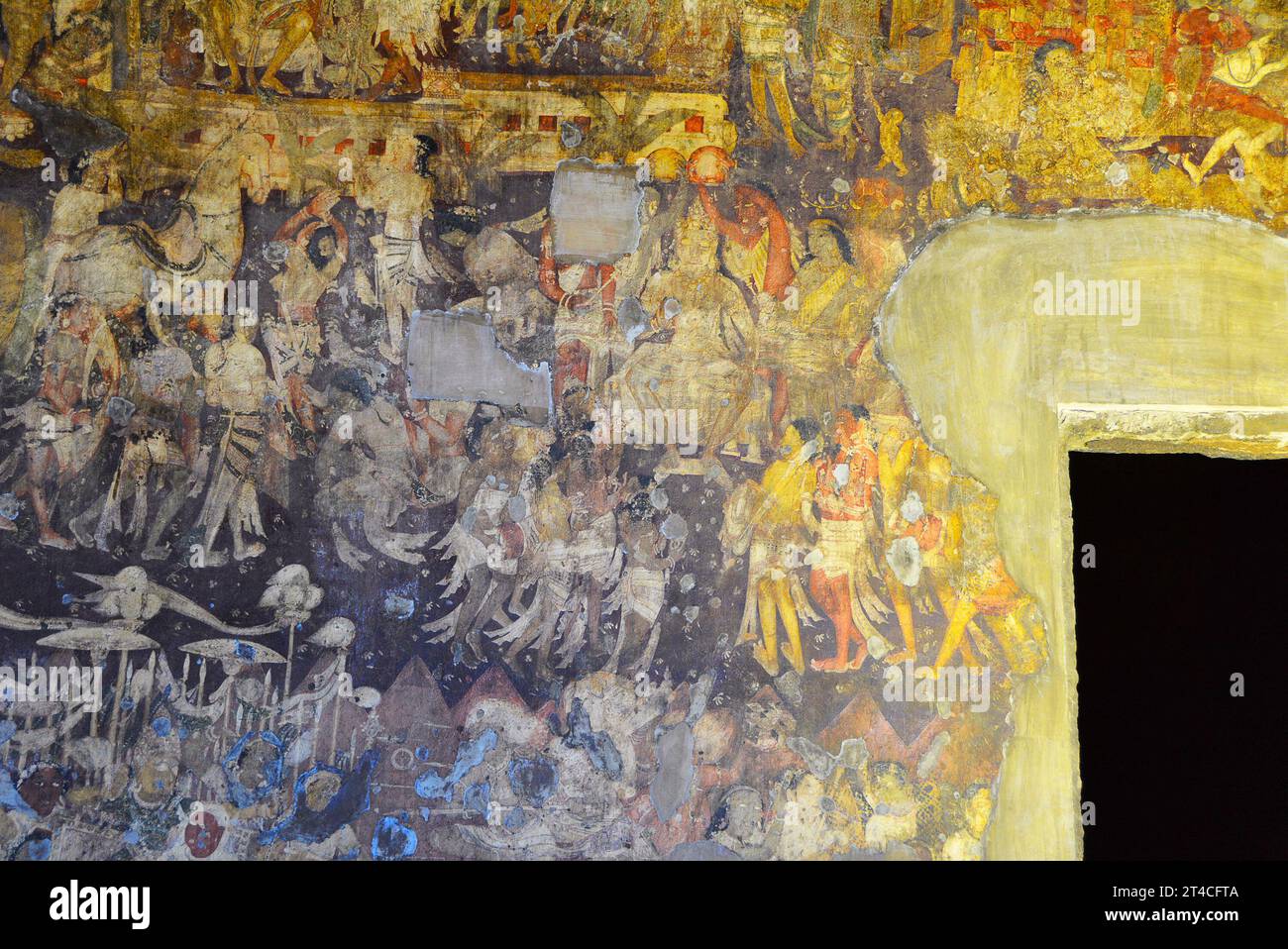 Cave No 17. Simhala Jataka: Portion of the entire panel showing the ...