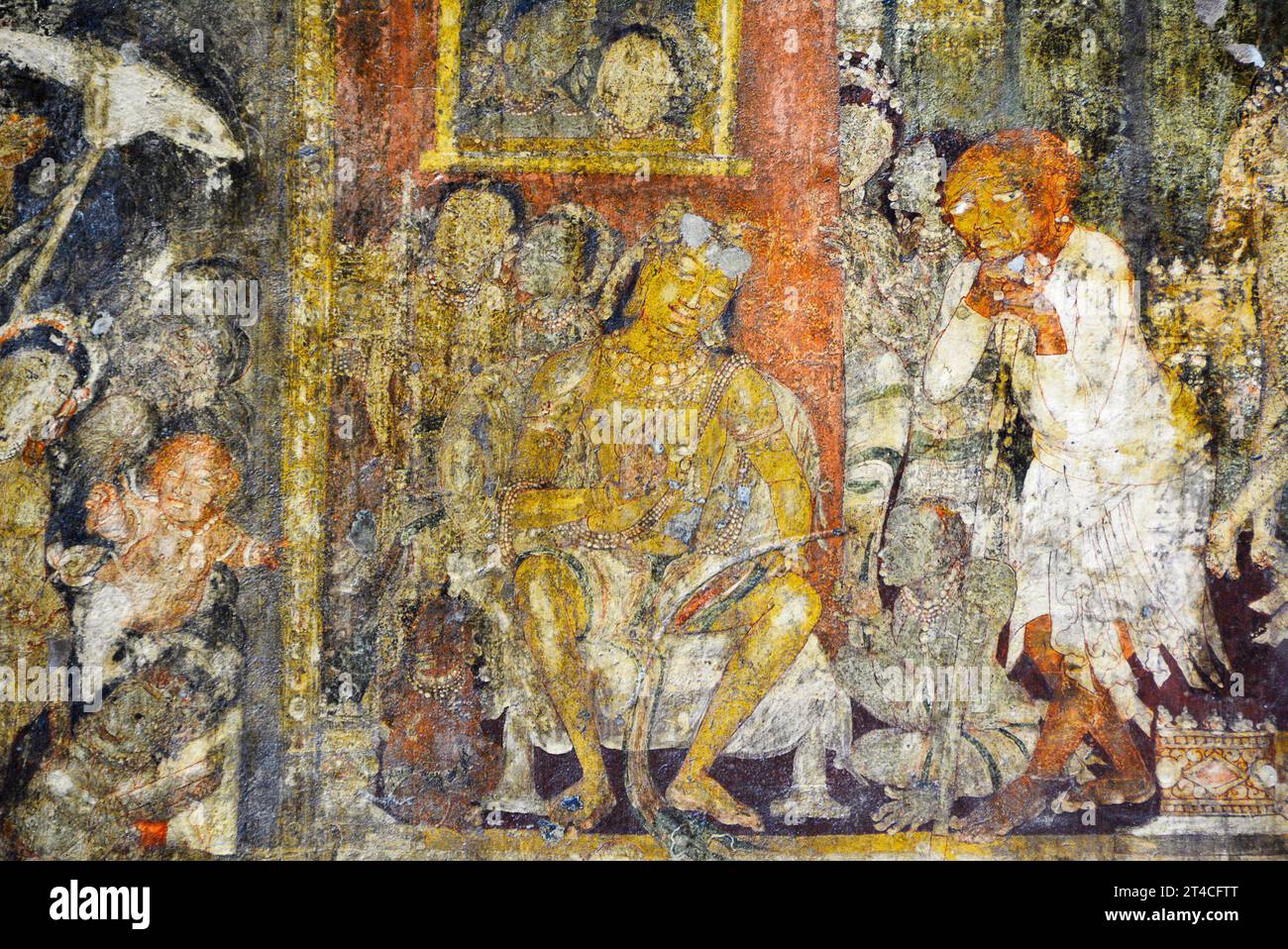 Cave No 17. Simhala Jataka: the disguised ogress tells the king that ...