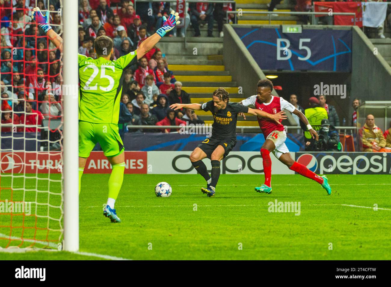 Alvaro Djalo trying to take the ball from Luka Modric during the UEFA ...