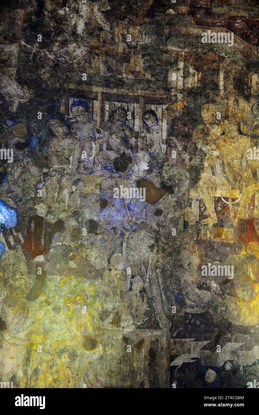 Cave No17 Visvantara Jataka: Closer View of the king as whose feet the ...