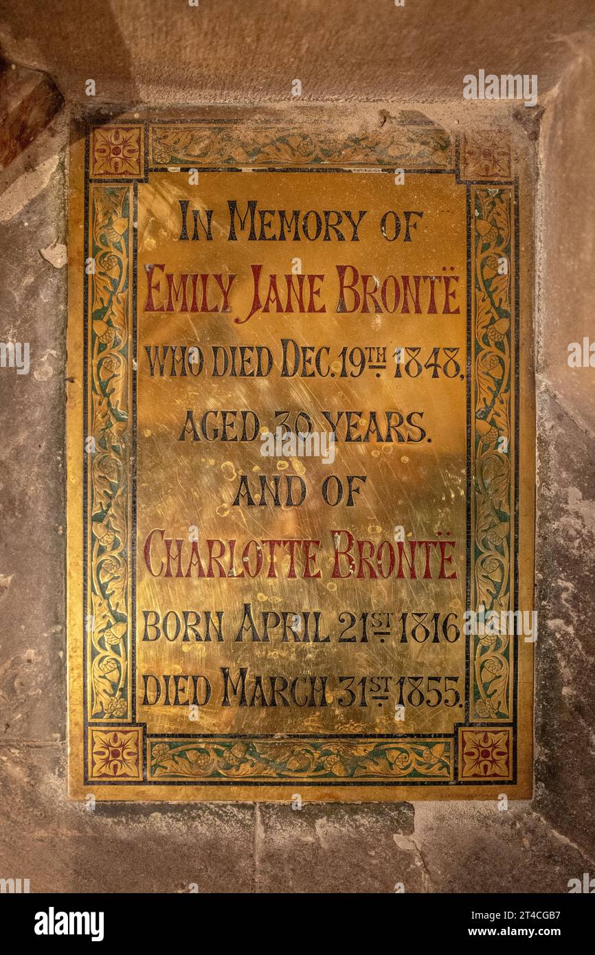 Haworth, October 23rd 2023: Memorial to the Brontë sisters in St ...
