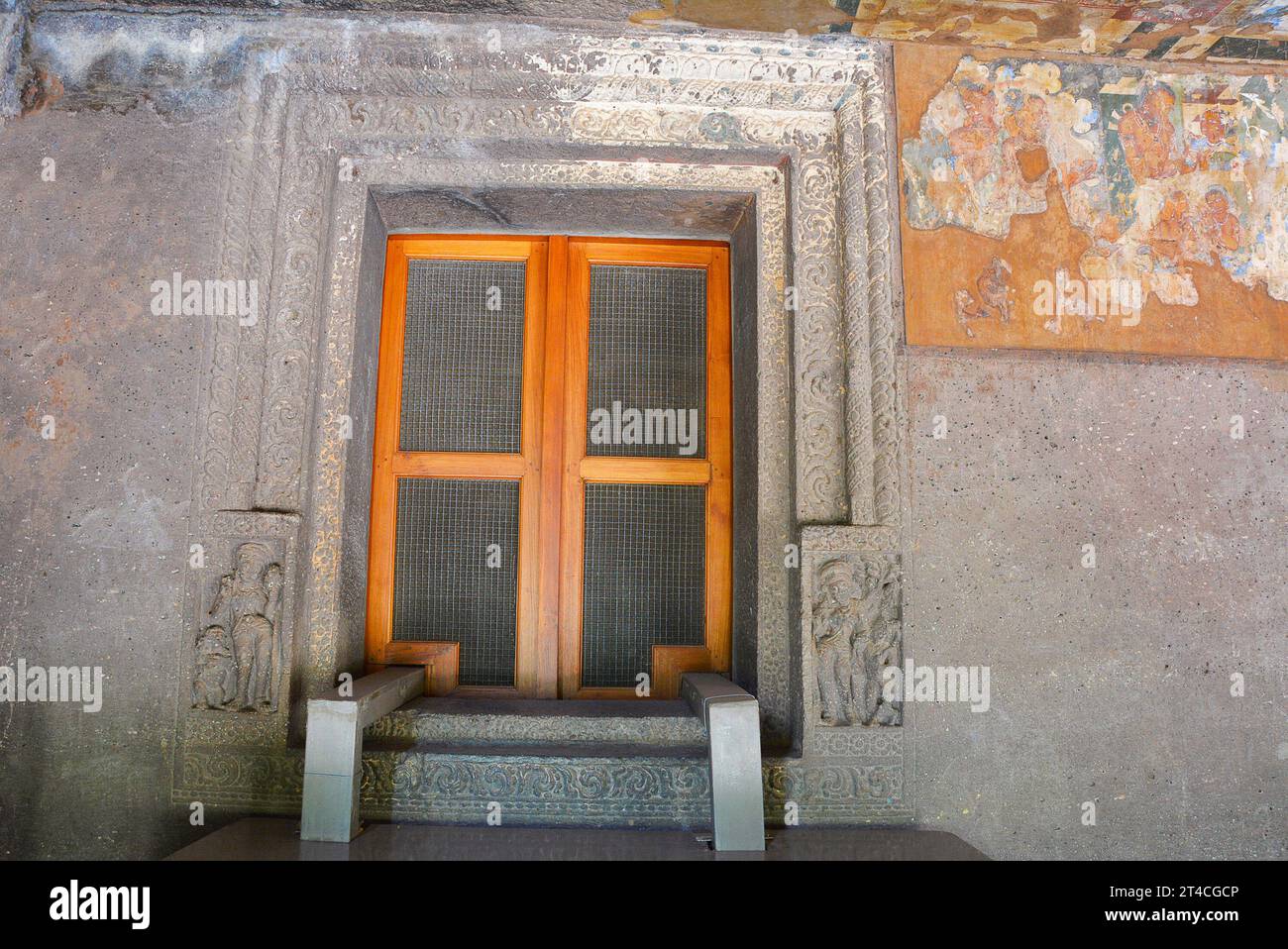 Cave No 2. Left aisle doorway. Ajanta Caves, Aurangabad, Maharashtra ...