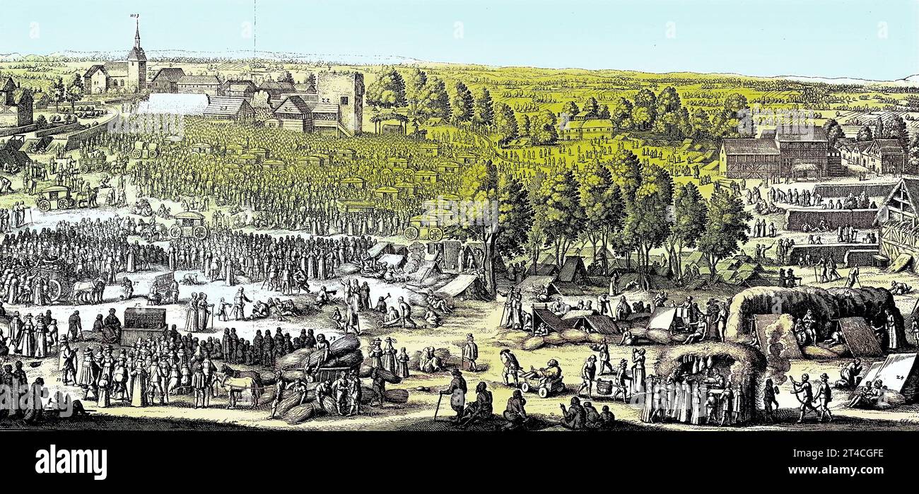 Lage des Dorfes Hornhausen mit seinen Heilquellen im Jahre 1646 ...