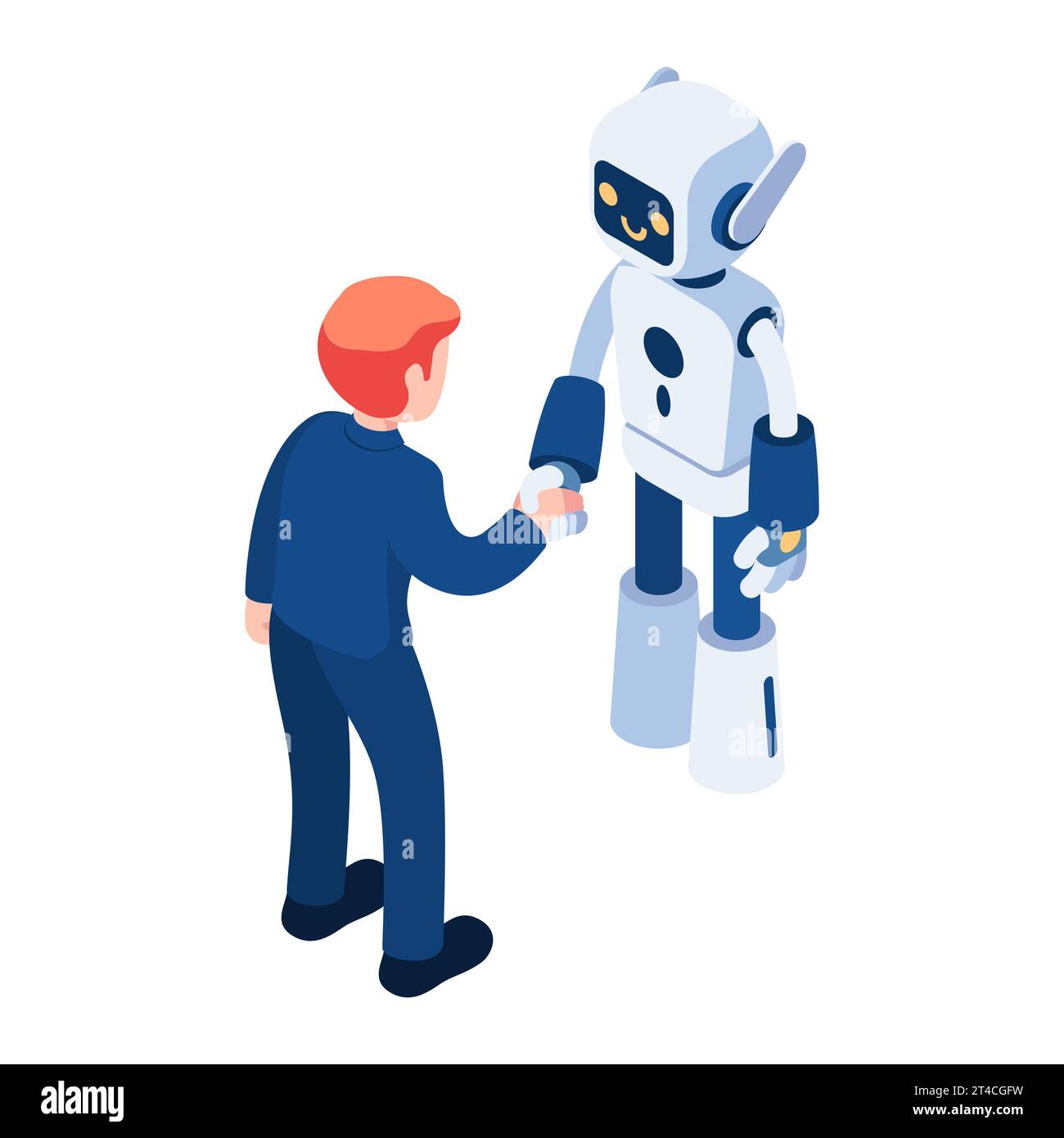 Flat 3d Isometric Businessman Shaking Hands with Ai Robot. AI or ... Flat 3d Isometric Businessman Shaking Hands with Ai Robot. AI or ...