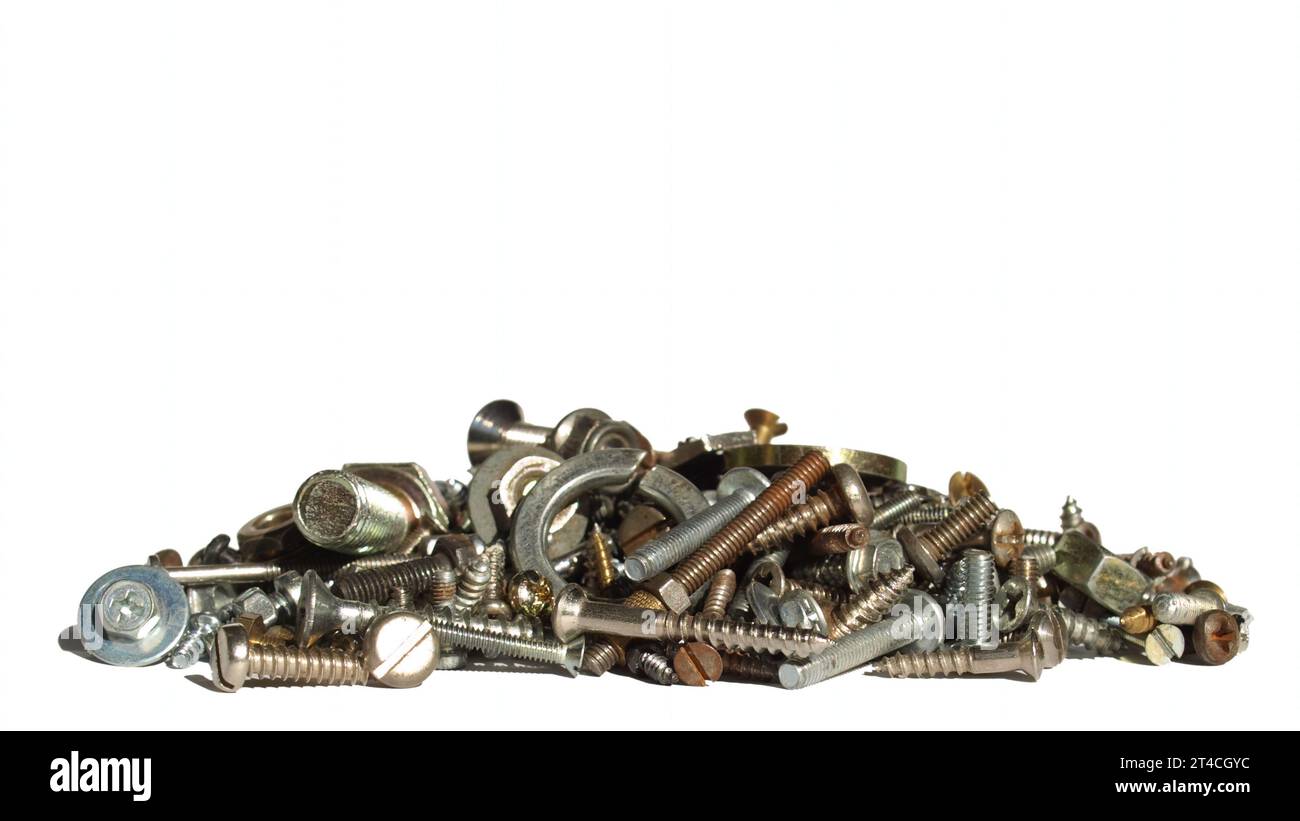 hardware metal with screws nuts bolts cut out Stock Photo - Alamy