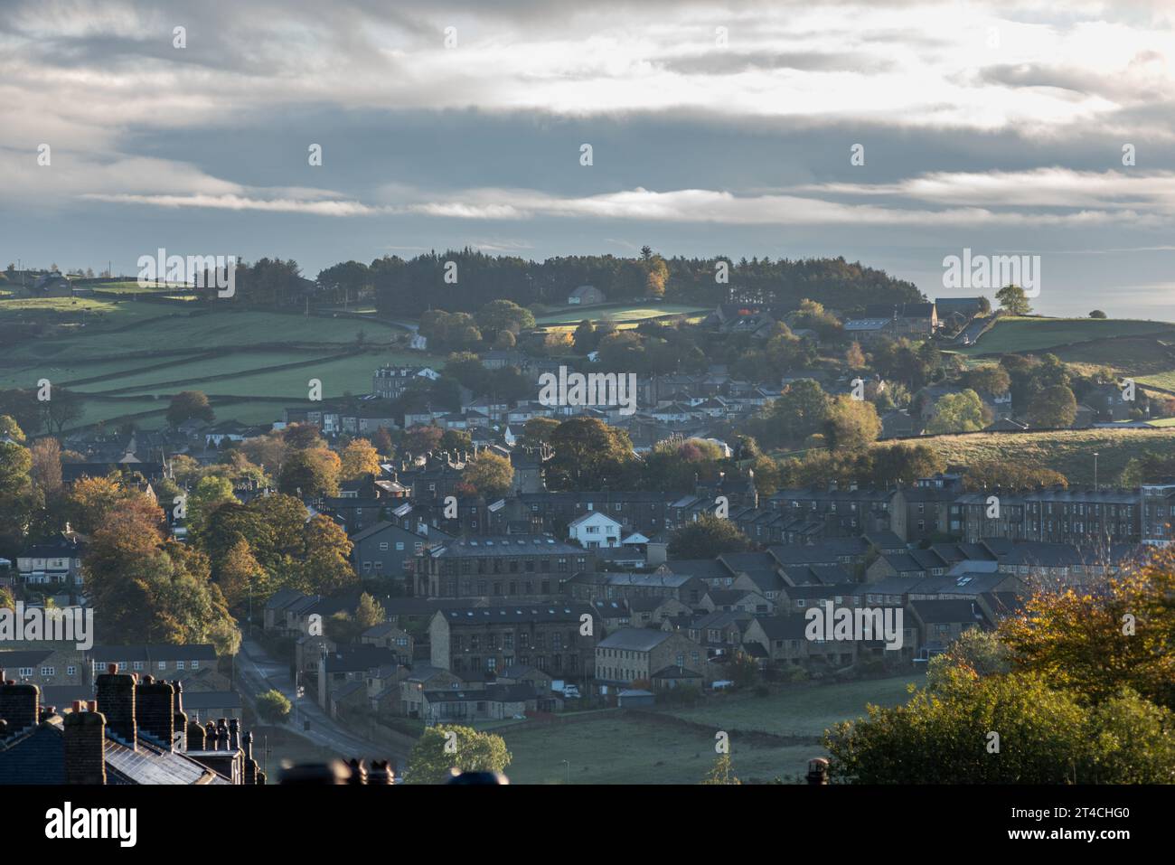 Haworth, October 25th 2023: View across the moors outside Haworth Stock ...