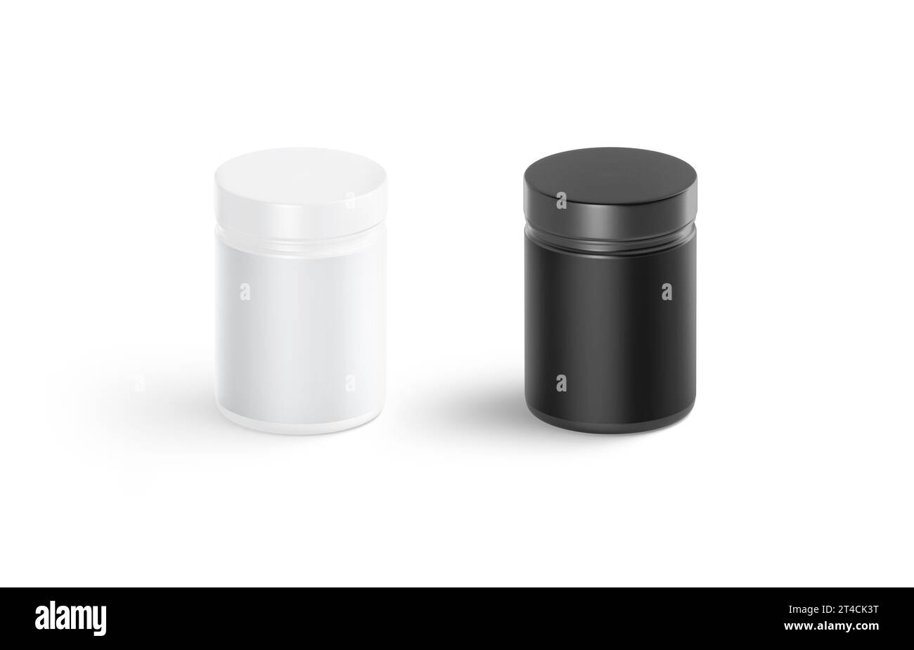 Blank black and white wide tube for pills mockup, isolated, 3d ...