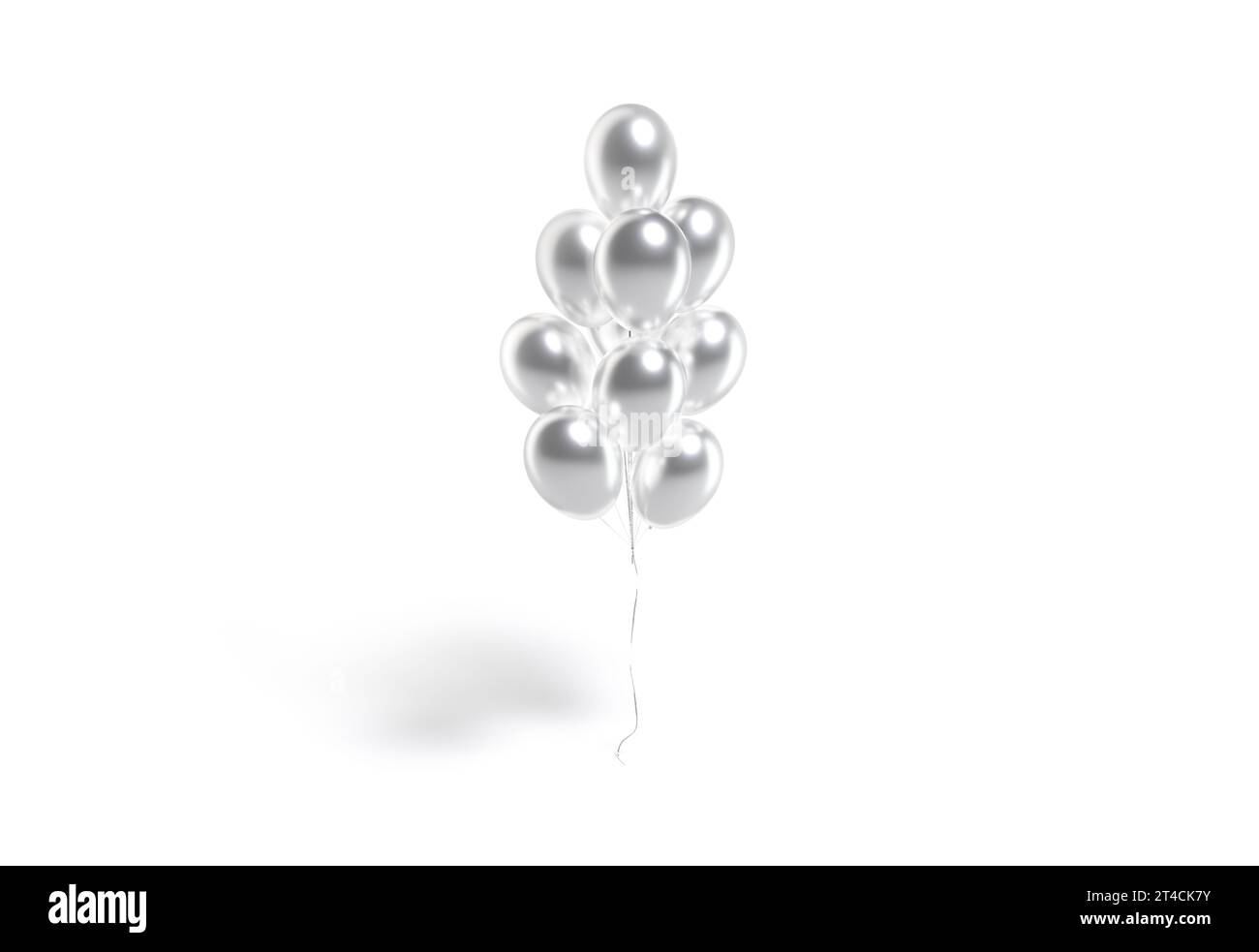 Blank silver round balloon bouquet mockup, front view, 3d rendering ...