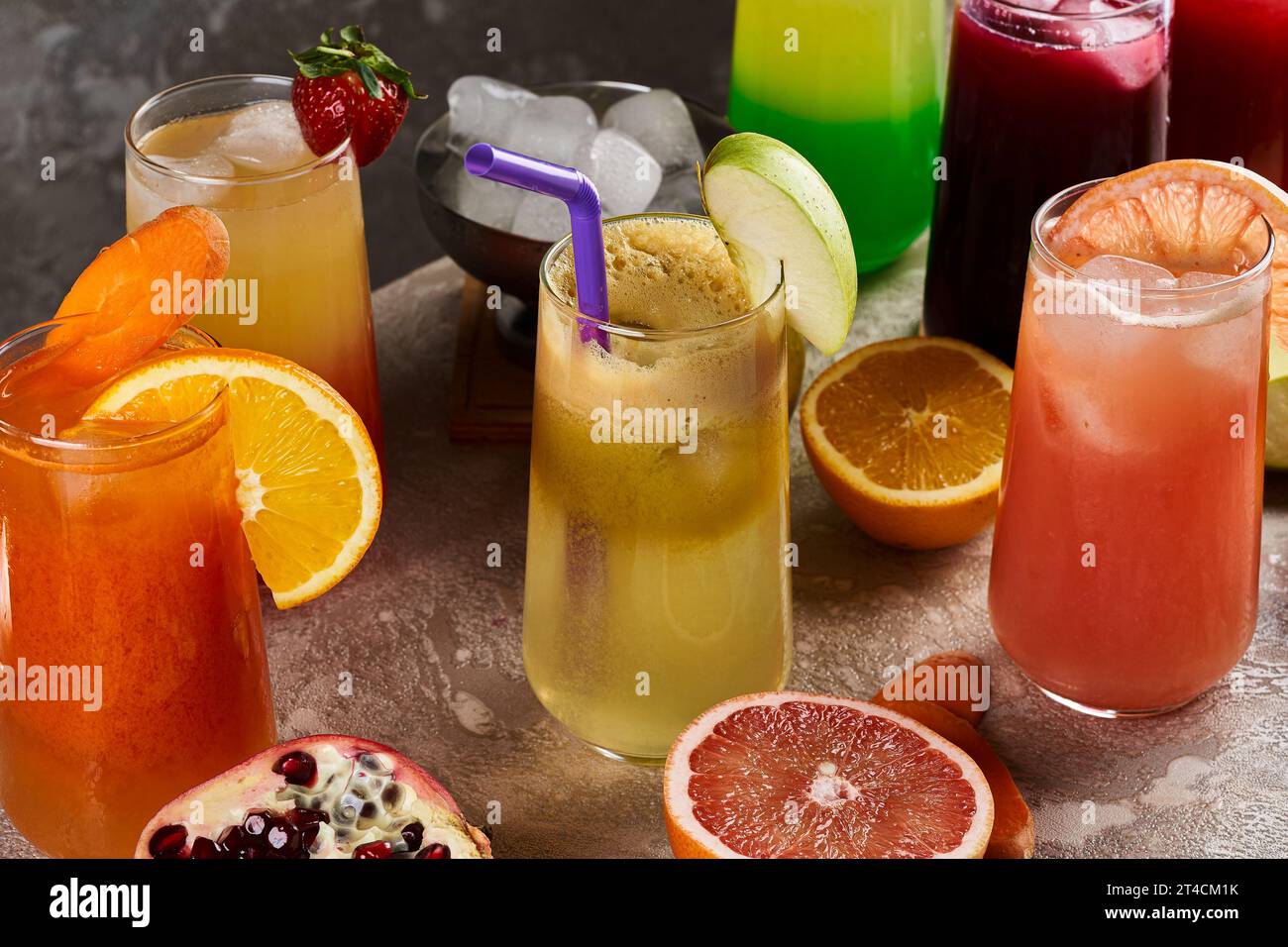 An image of a group of various cups of various fresh natural juices ...