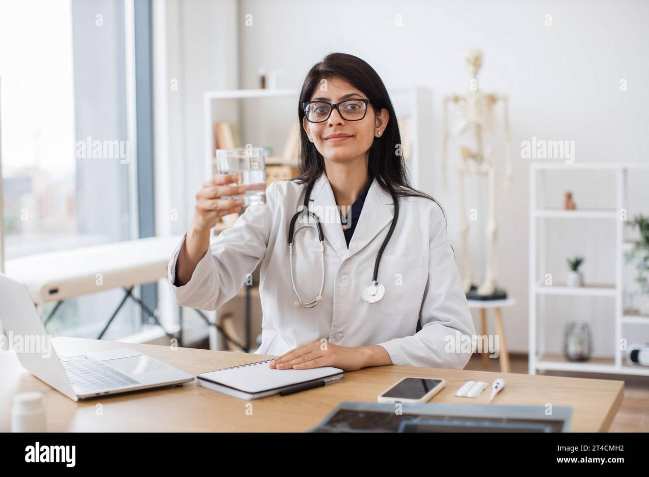 Nutritionist glass water desk hi-res stock photography and images - Alamy