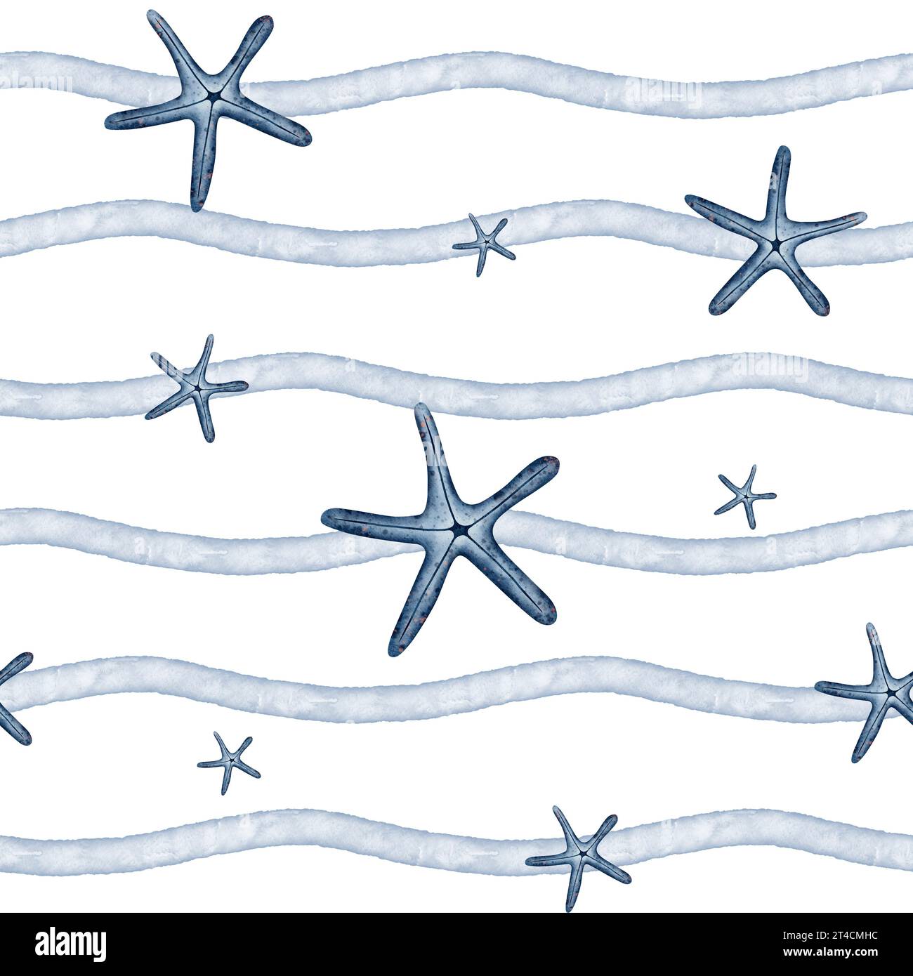 Cute Starfish in blue color seamless pattern. Underwater Animal ...