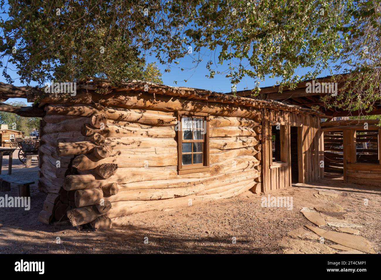 An original log cabin from the 1880s at the Bluff Fort Historic Site in ...