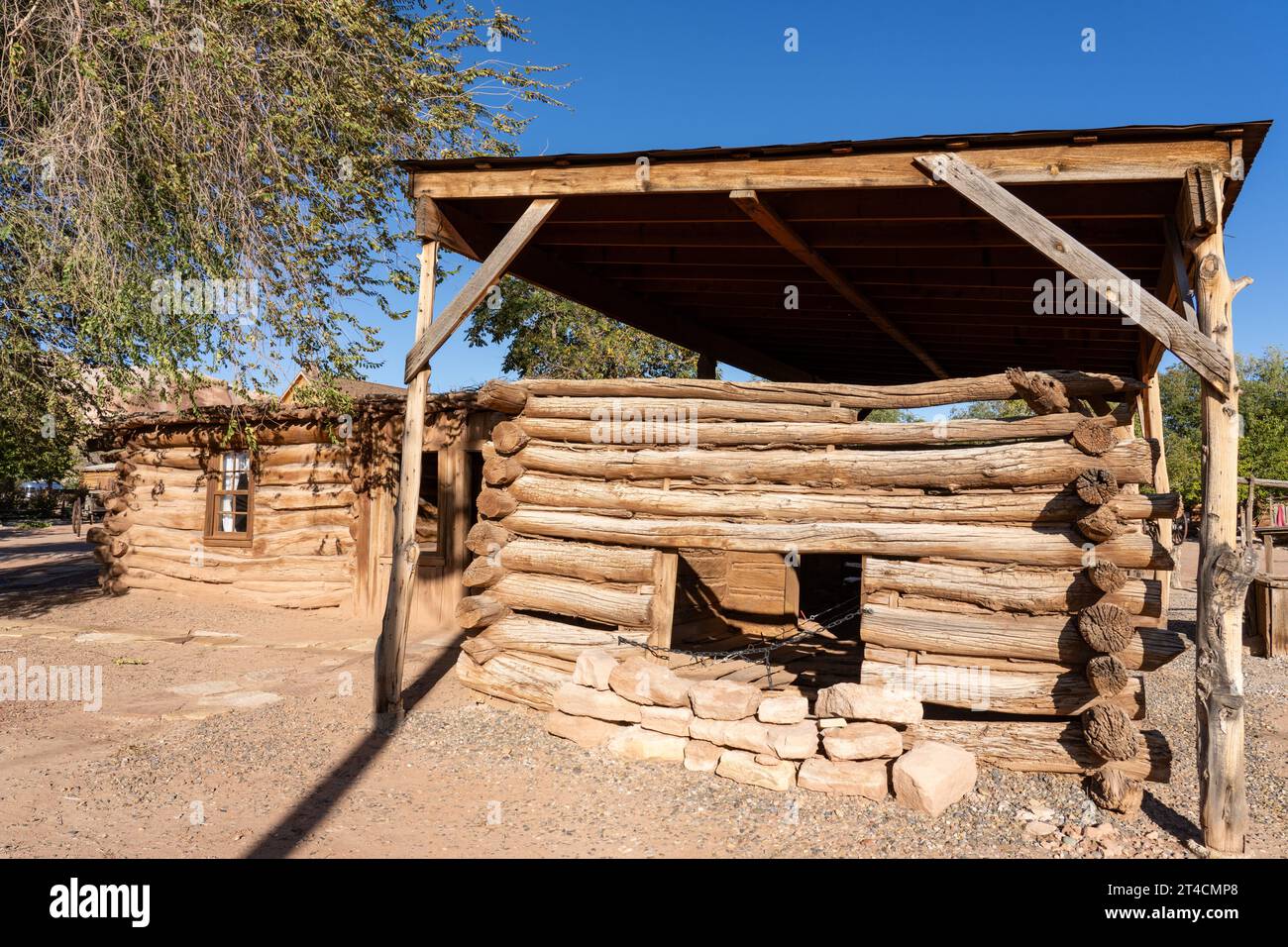 An original log cabin from the 1880s at the Bluff Fort Historic Site in ...