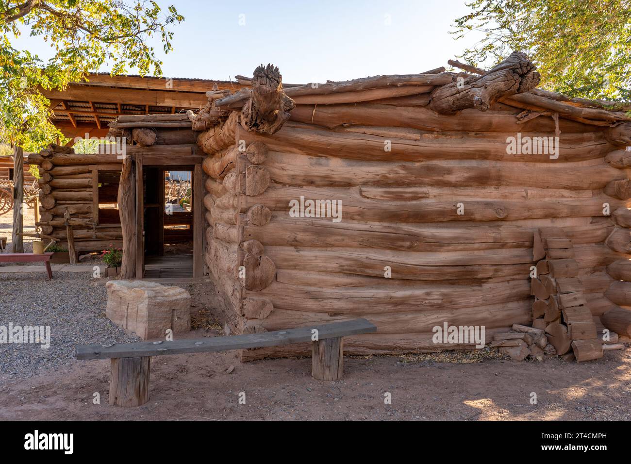 An original log cabin from the 1880s at the Bluff Fort Historic Site in ...