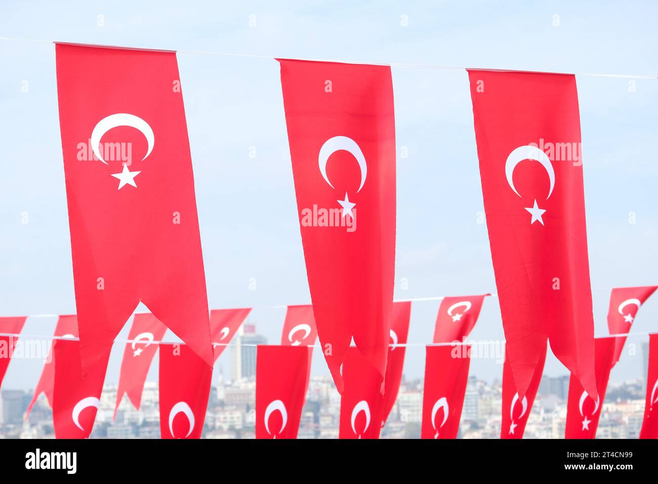 Lots of Turkish flags with building background. Turkey national day ...