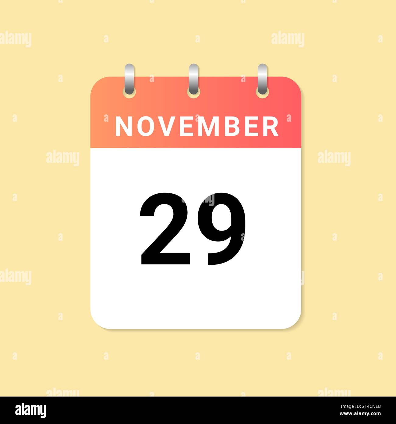 Daily calendar 29th of November month on white paper note. vector Stock Vector Image & Art - Alamy