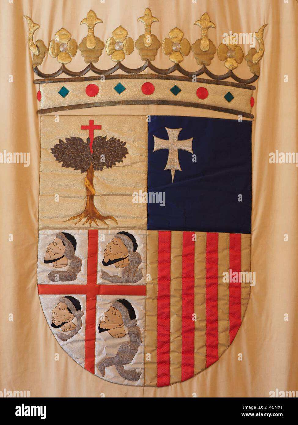 Coat of arms of Aragon in palace in Saragossa city at European city in ...