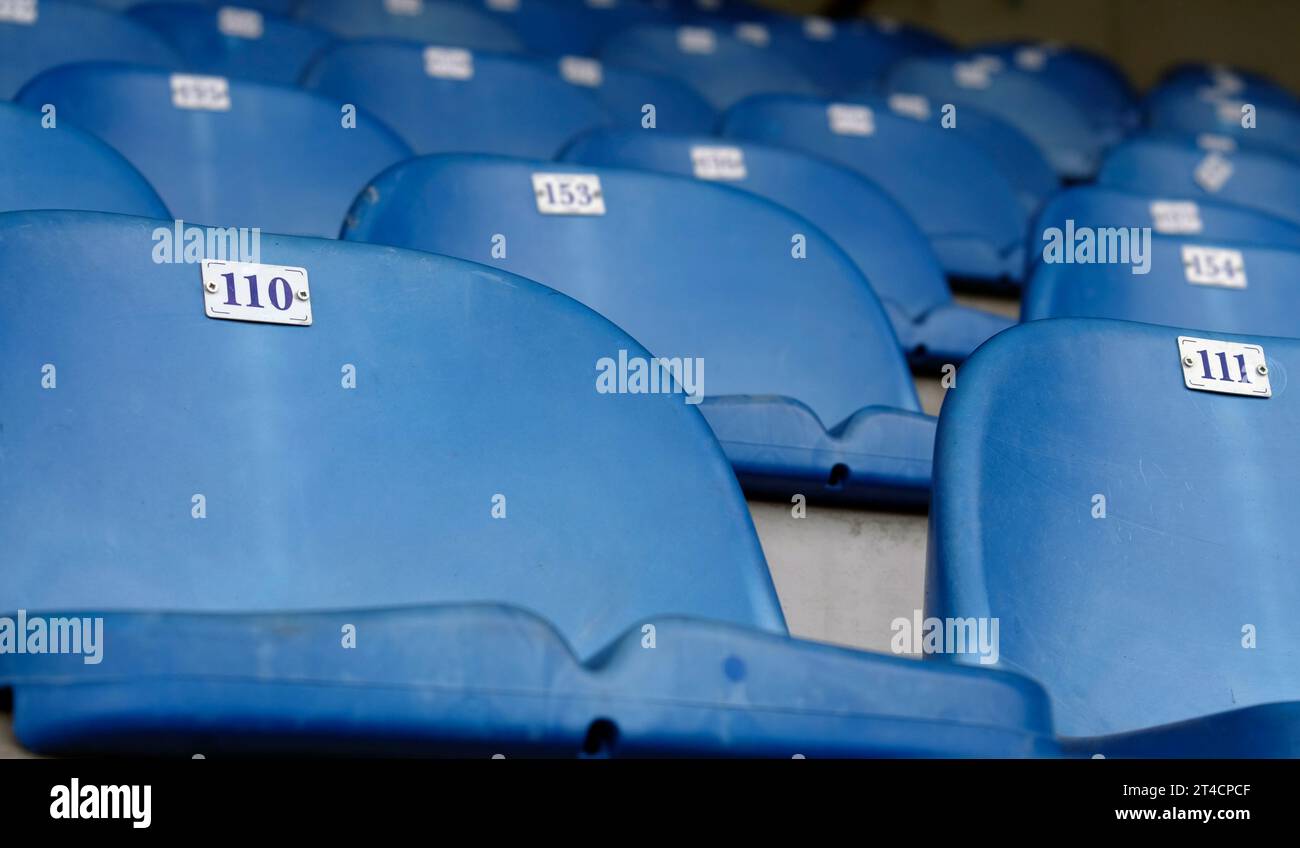 Empty blue seats in hi-res stock photography and images - Alamy