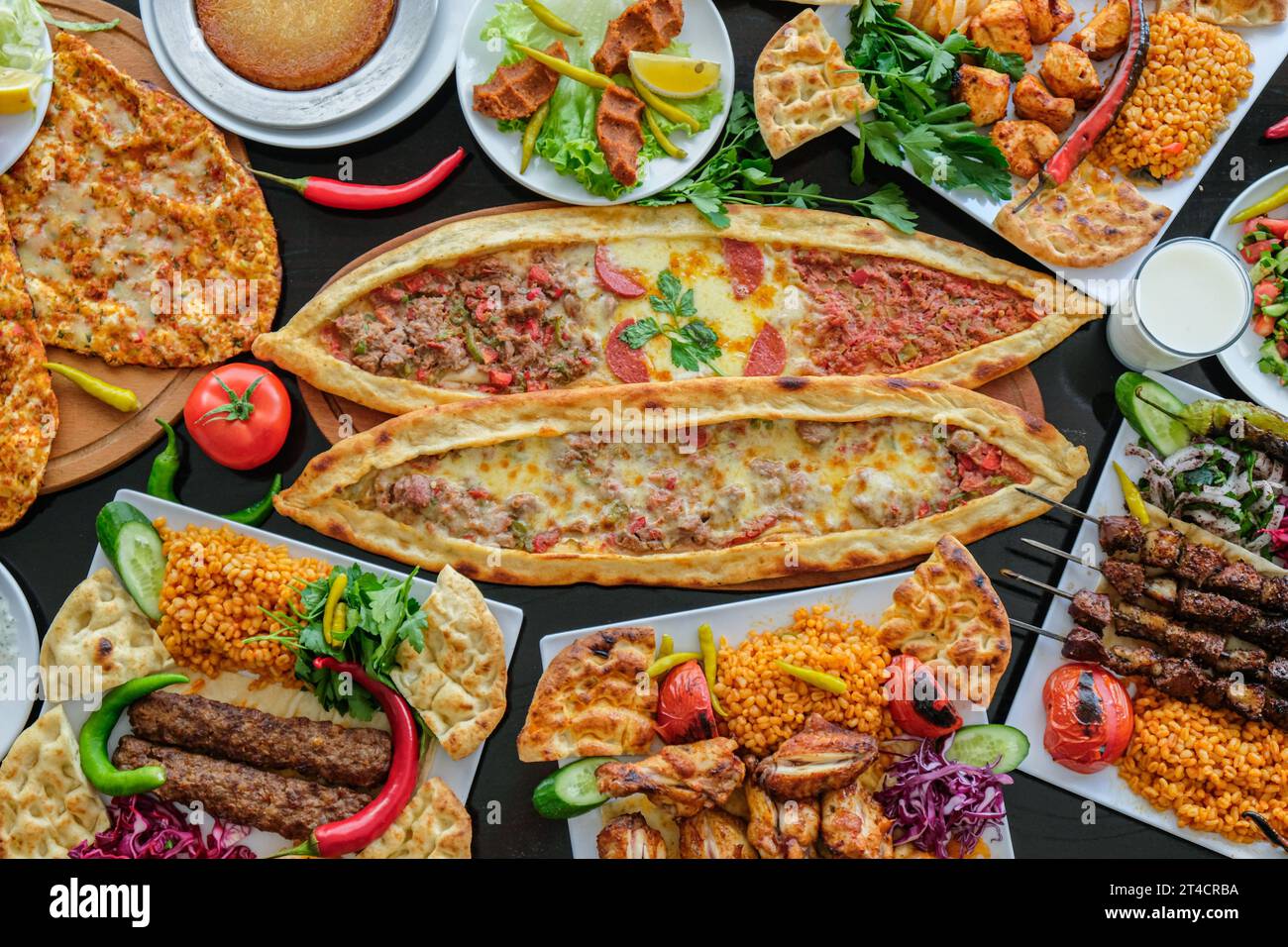 Various meat dishes and Turkish pastries Stock Photo - Alamy