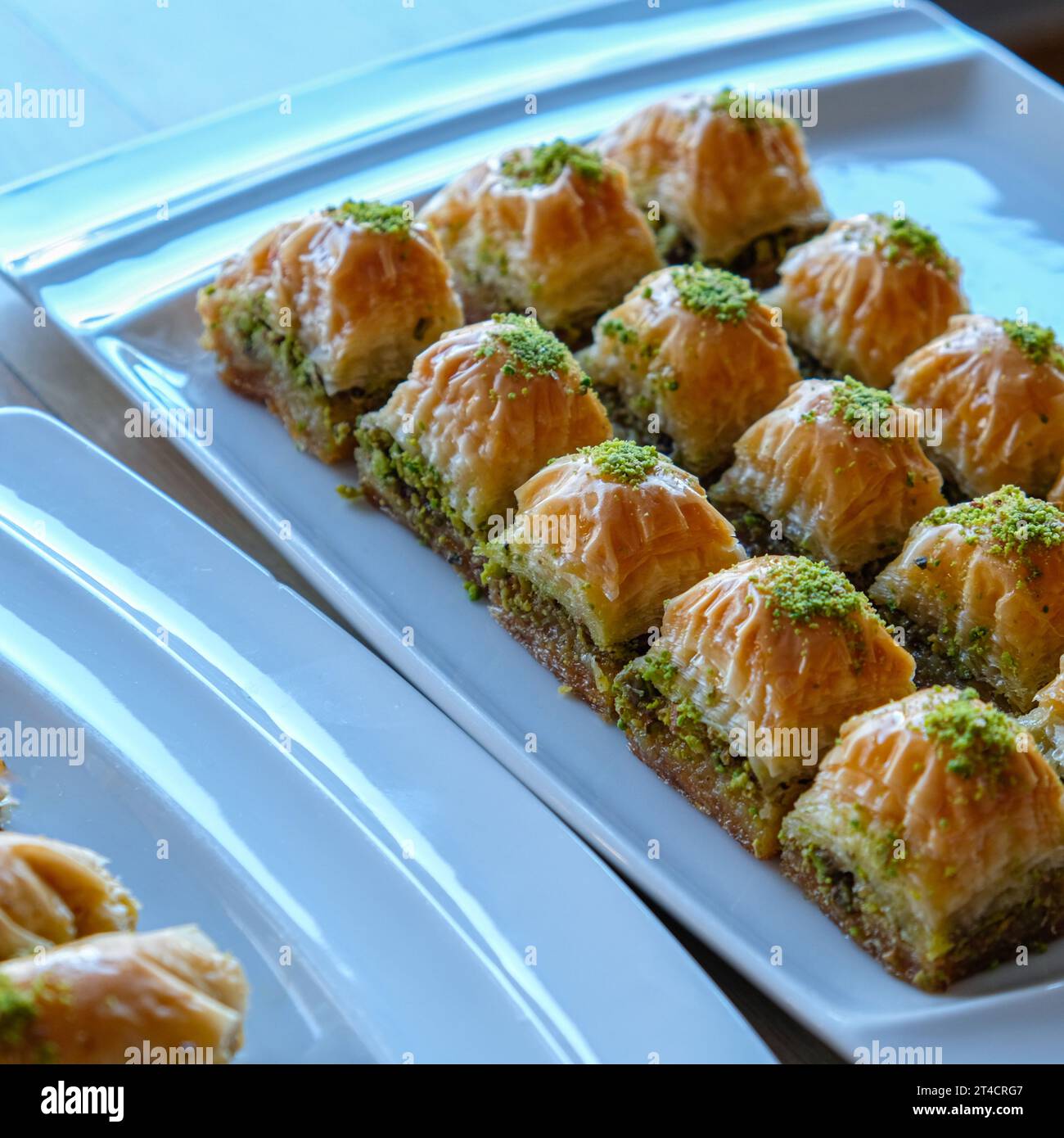 Turkish sweets baklava stuffed with pistachios Stock Photo - Alamy
