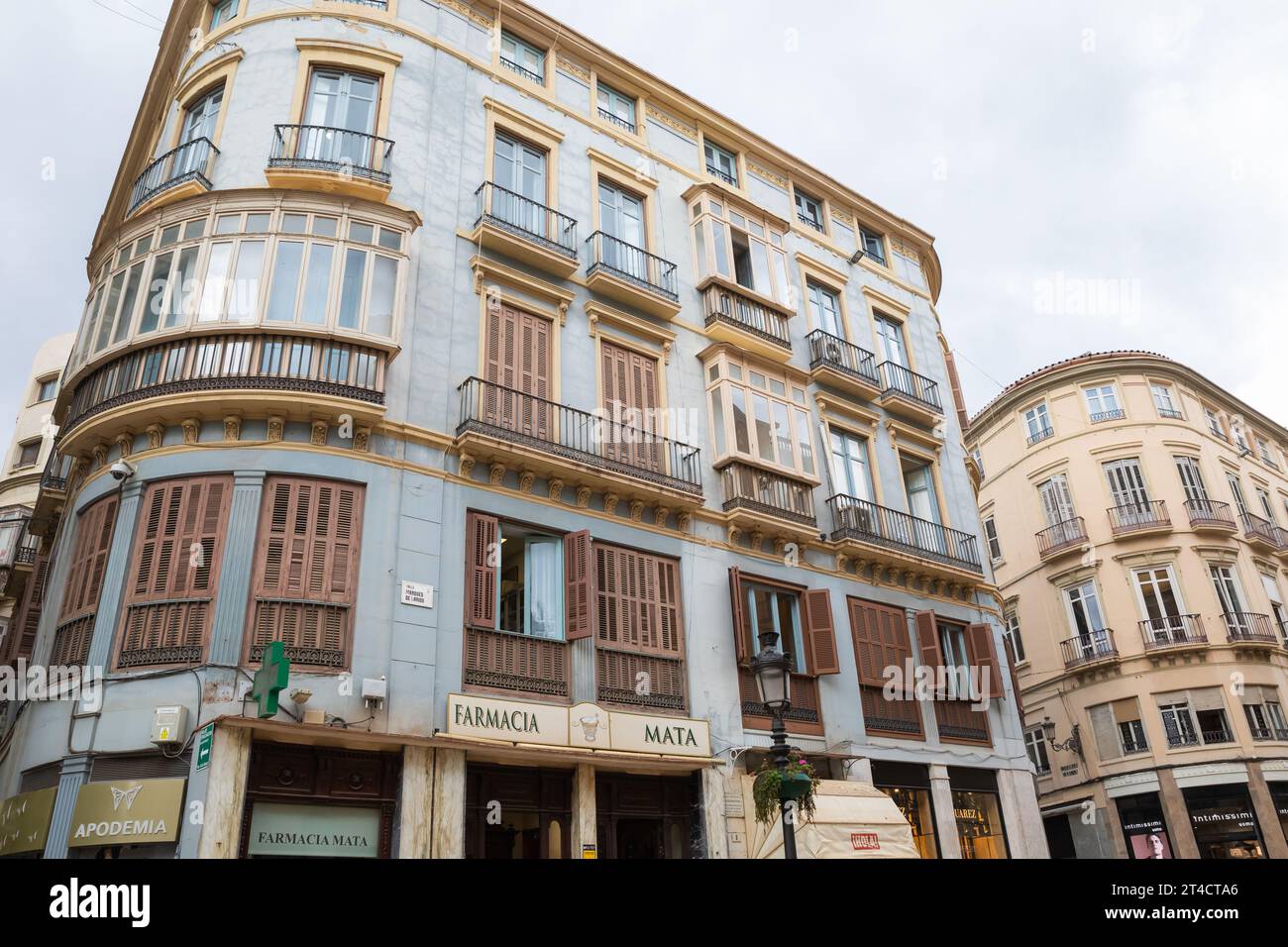 Pharmacy Mata building in Malaga, Spain Stock Photo - Alamy