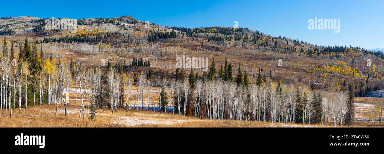 Colorful and vibrant panorama of the area around Pilot's Knob Colorado ...
