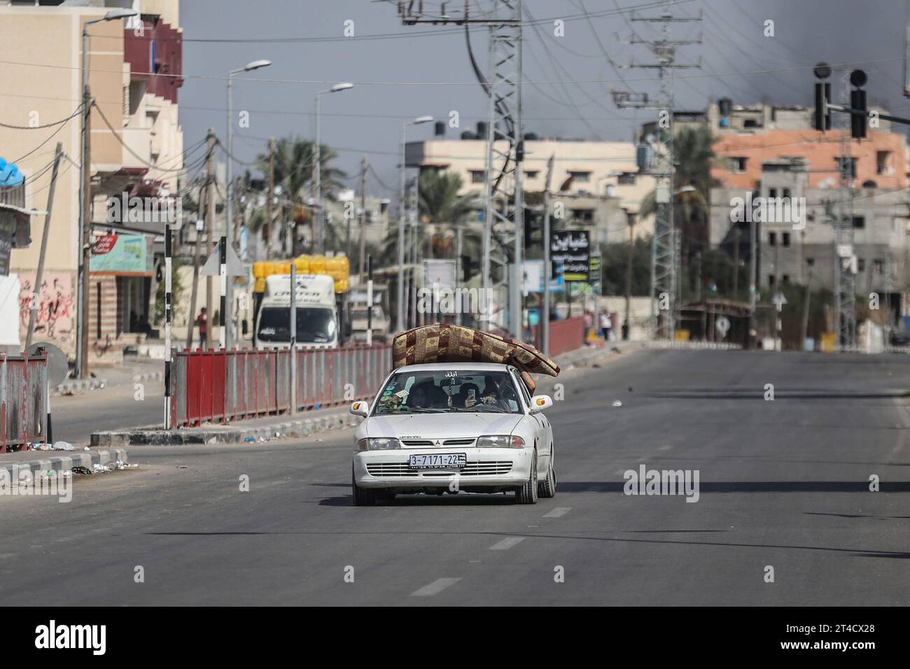 Nuseirat Camp, Palestinian Territories. 30th Oct, 2023. A vehicle ...