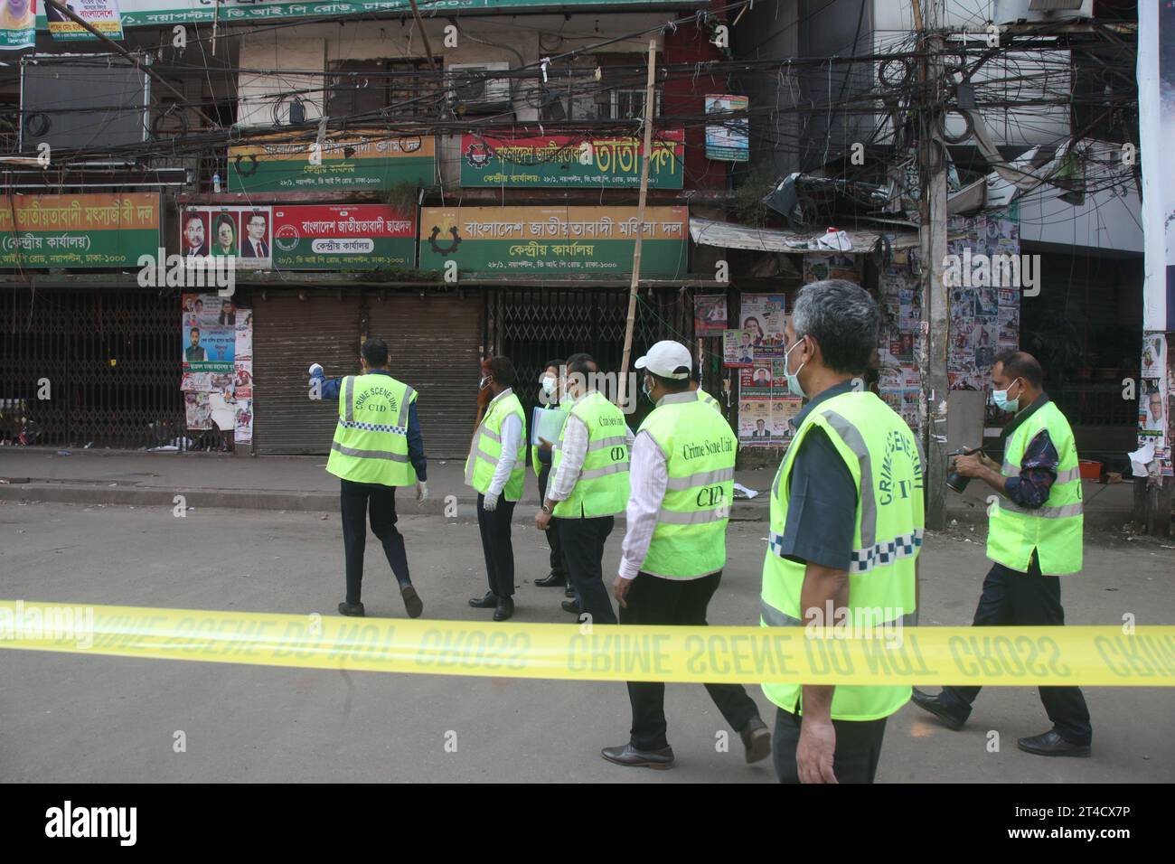 Dhaka Bangladesh 29 October 2023, A tape written 'Crime Scene' has been ...