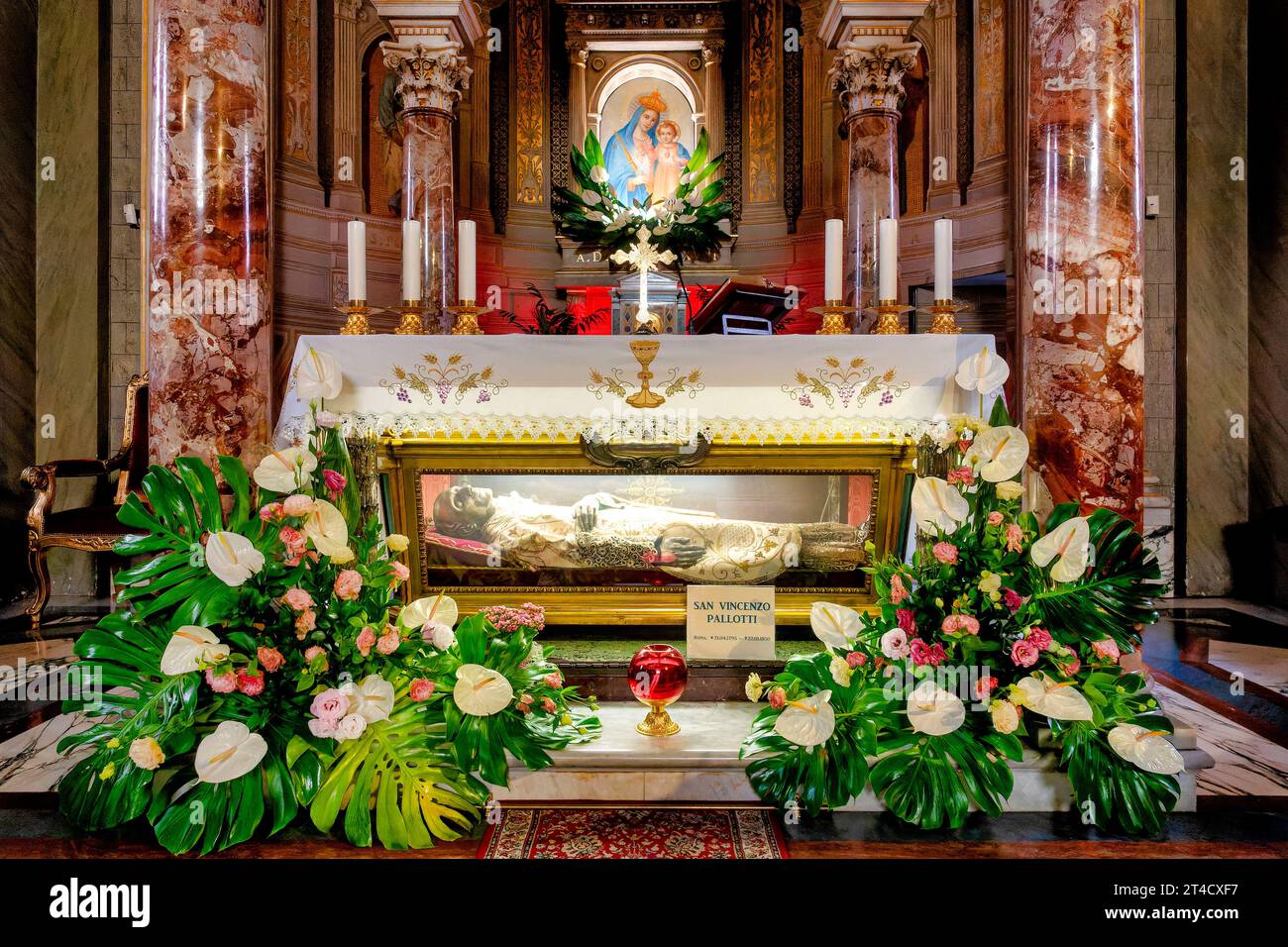 Sarcophagus of preserved body of Vincenzo Pallotti in the Church of San ...