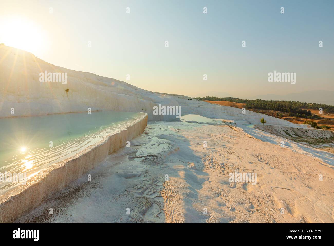 Pamukkale thermal pools at dawn, UNESCO World Heritage Site, is ...