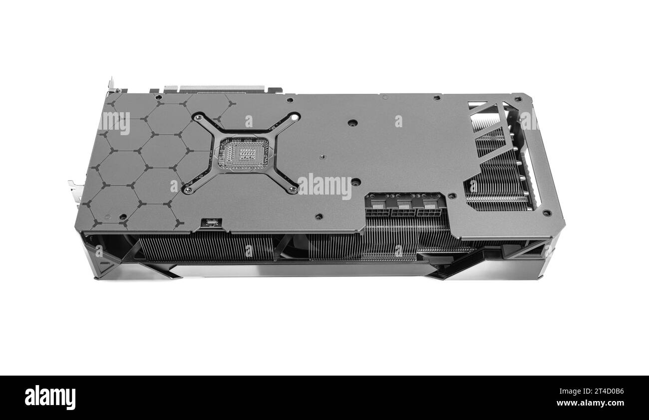 Powerful graphic video card of a computer isolated on a white ...