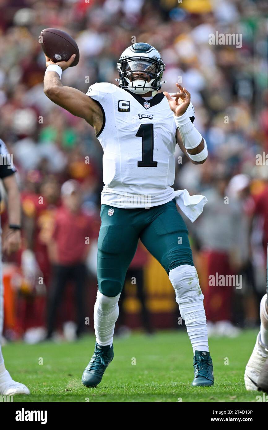 Philadelphia Eagles quarterback Jalen Hurts (1) throws during the first ...