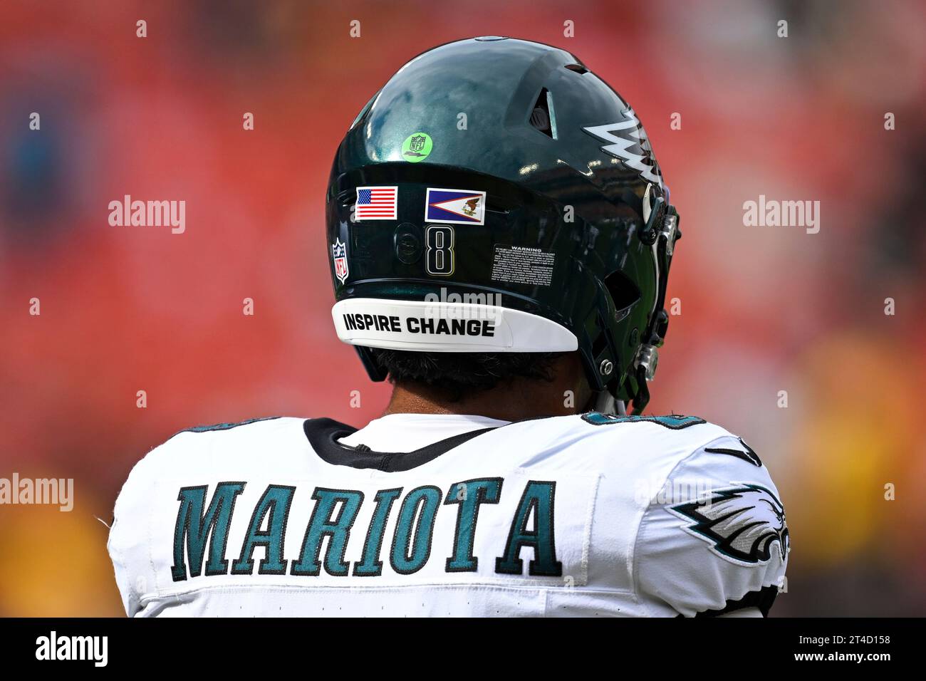 An international flag is seen on the back of Philadelphia Eagles ...