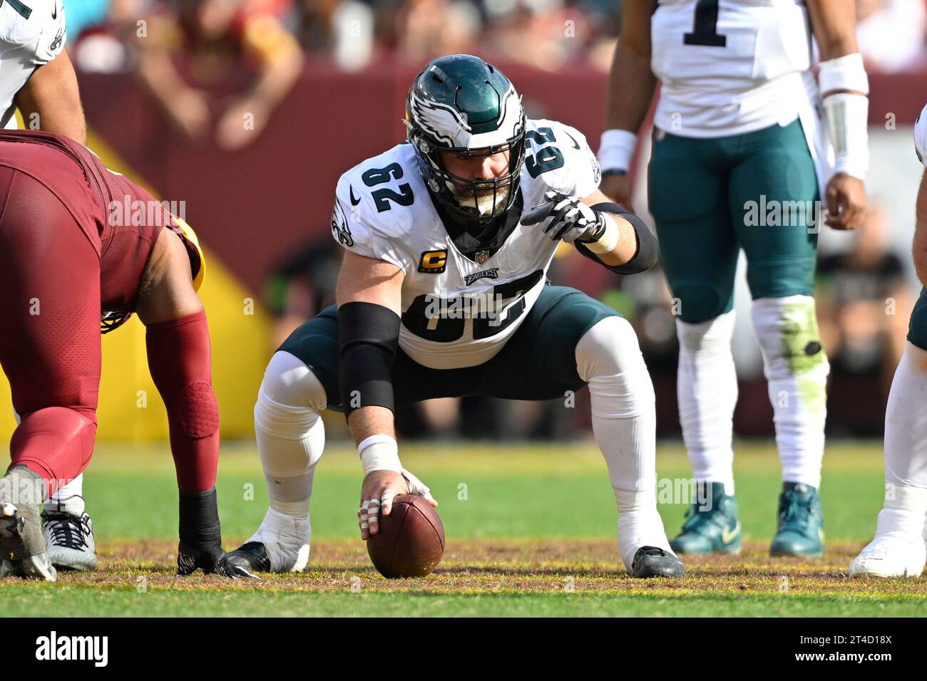 Philadelphia Eagles center Jason Kelce (62) gets in position during the ...