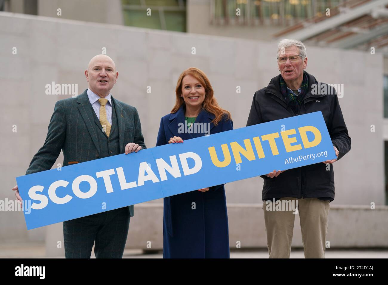 Former SNP leadership contender Ash Regan (centre) with Alba's ...