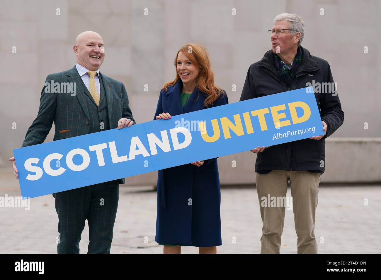 Former SNP leadership contender Ash Regan (centre) with Alba's ...