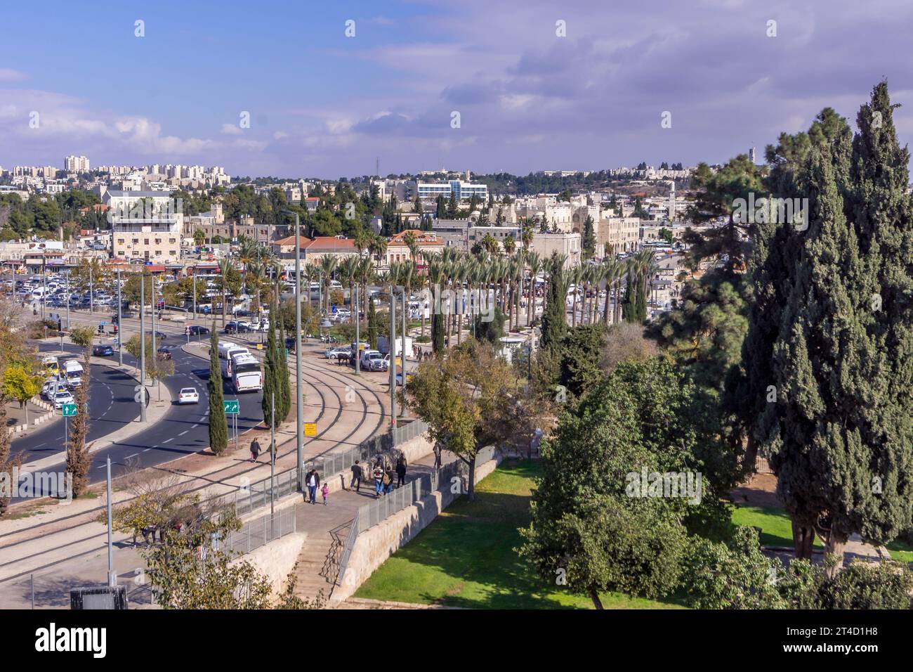 The park, the highway, and the view over northern parts of Jerusalem ...