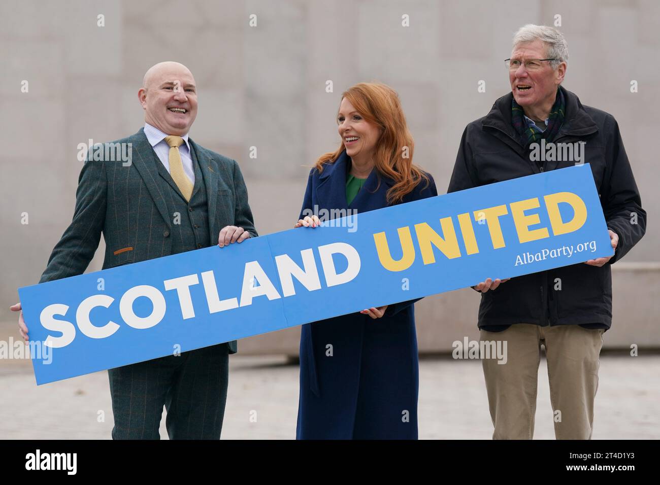 Former SNP leadership contender Ash Regan (centre) with Alba's ...