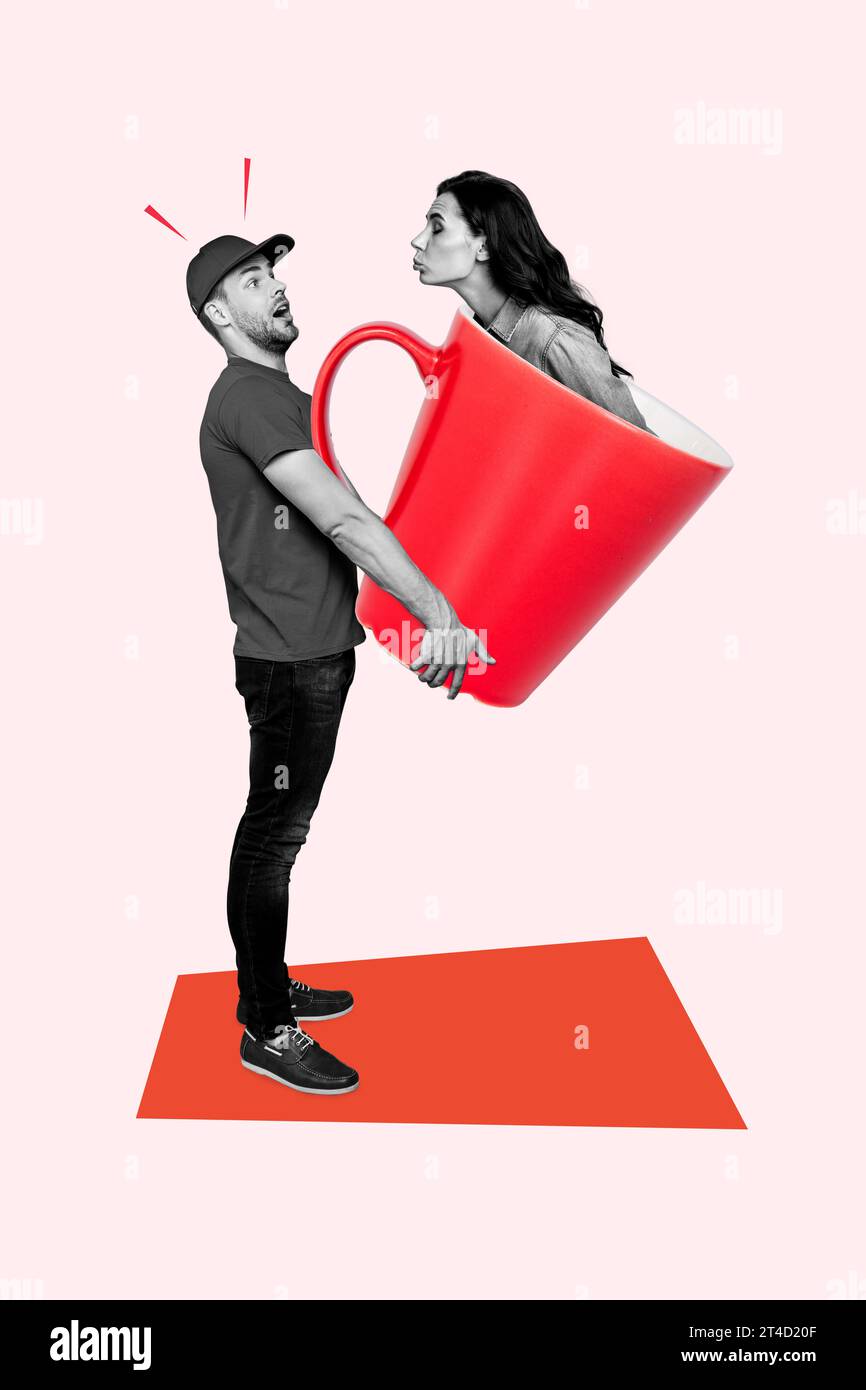 Exclusive magazine picture sketch collage image of impressed guy ...