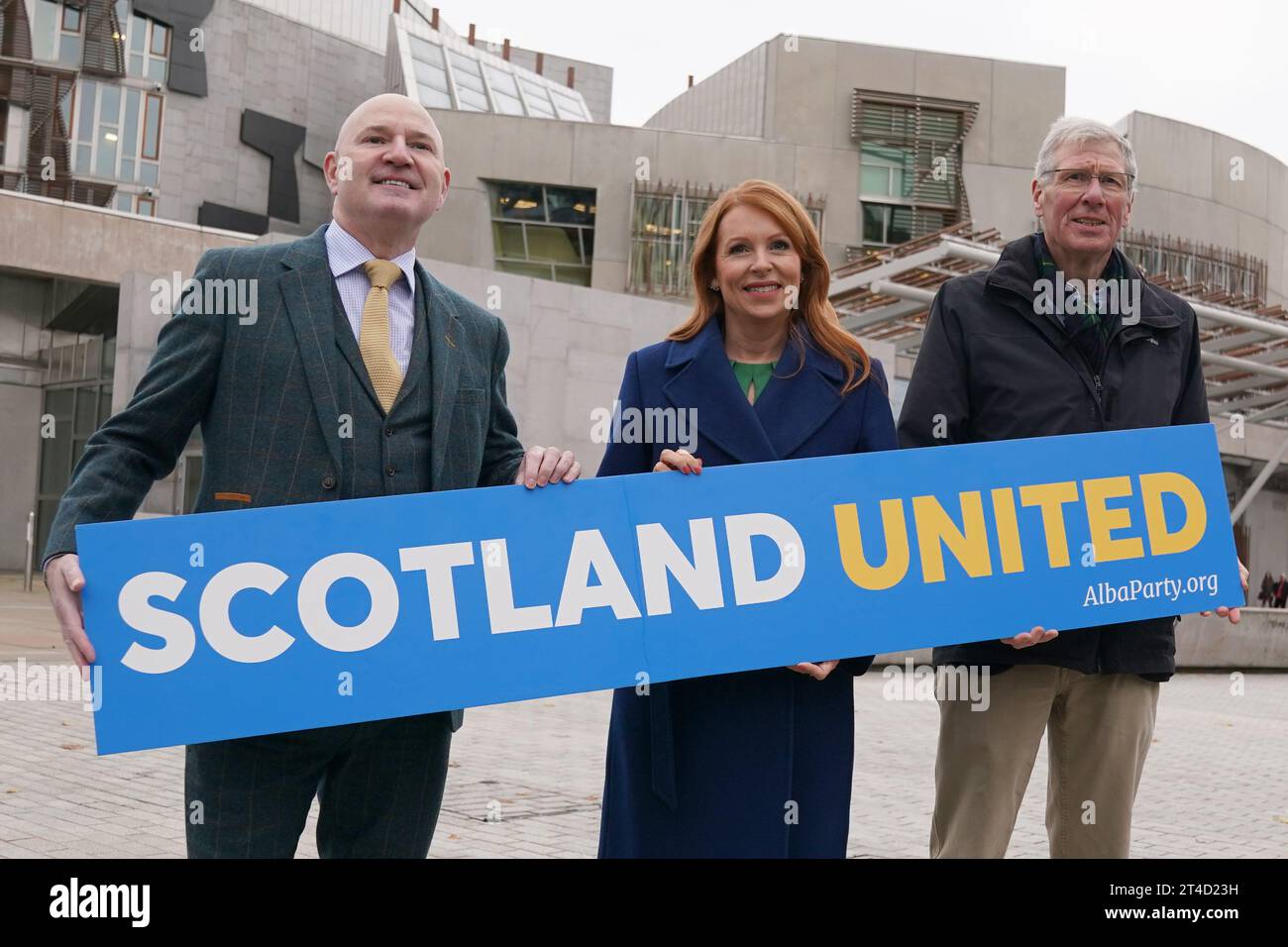 Former SNP leadership contender Ash Regan (centre) with Alba's ...