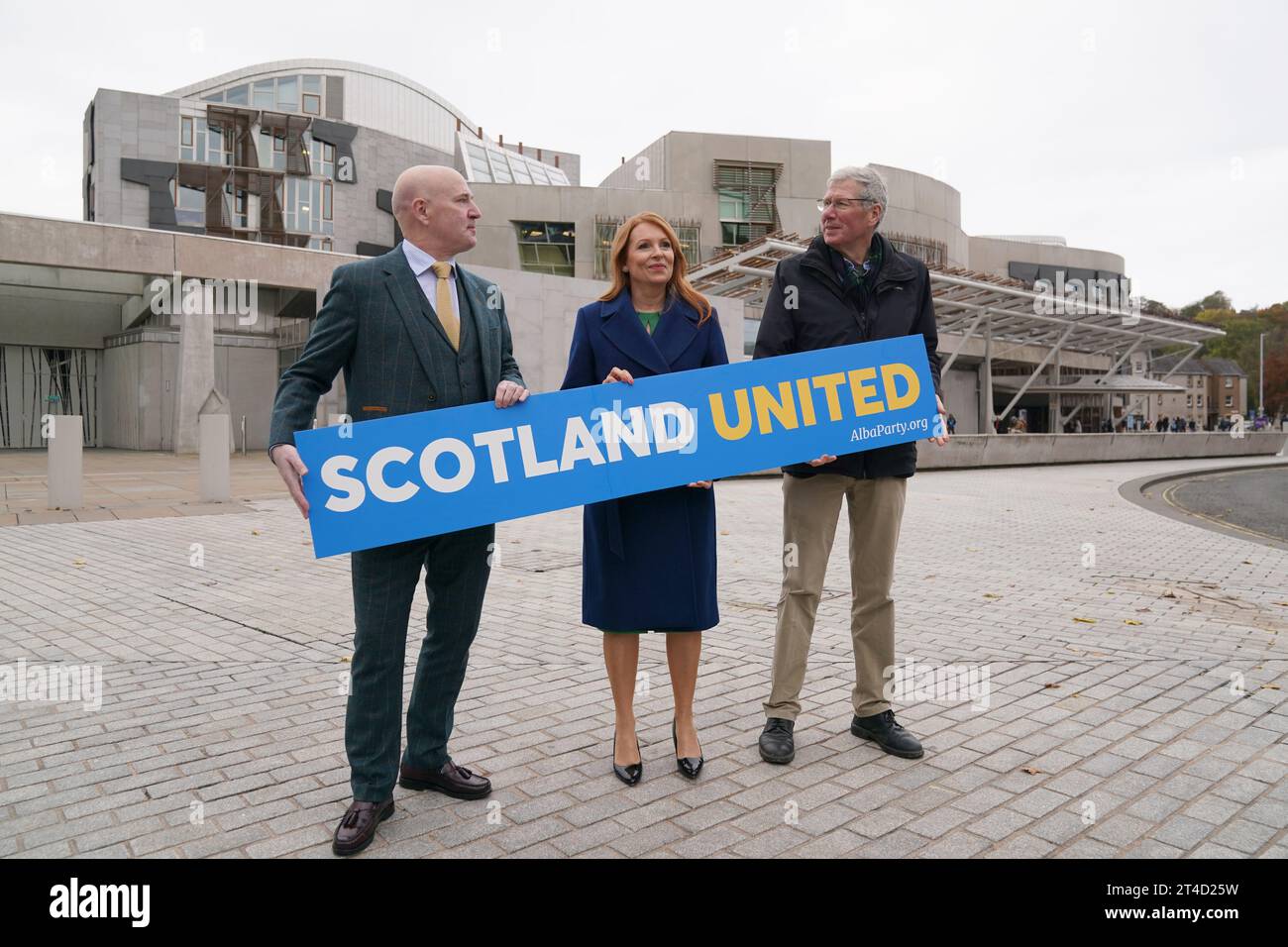 Former SNP leadership contender Ash Regan (centre) with Alba's ...