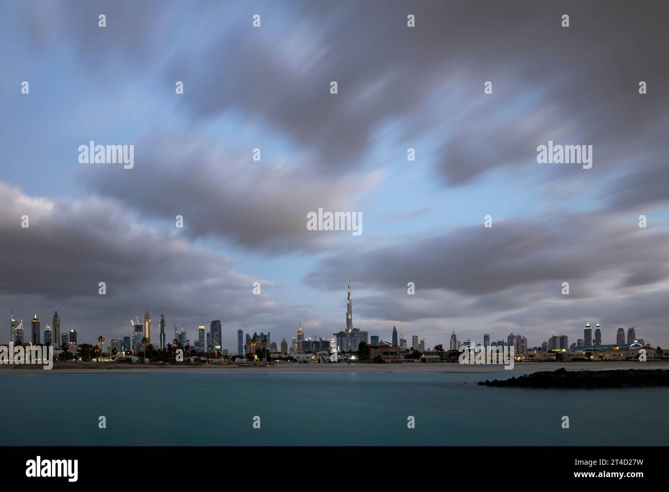 Dubai, United Arab Emirates, March 2nd, 2019. Cloudy and windy weather ...