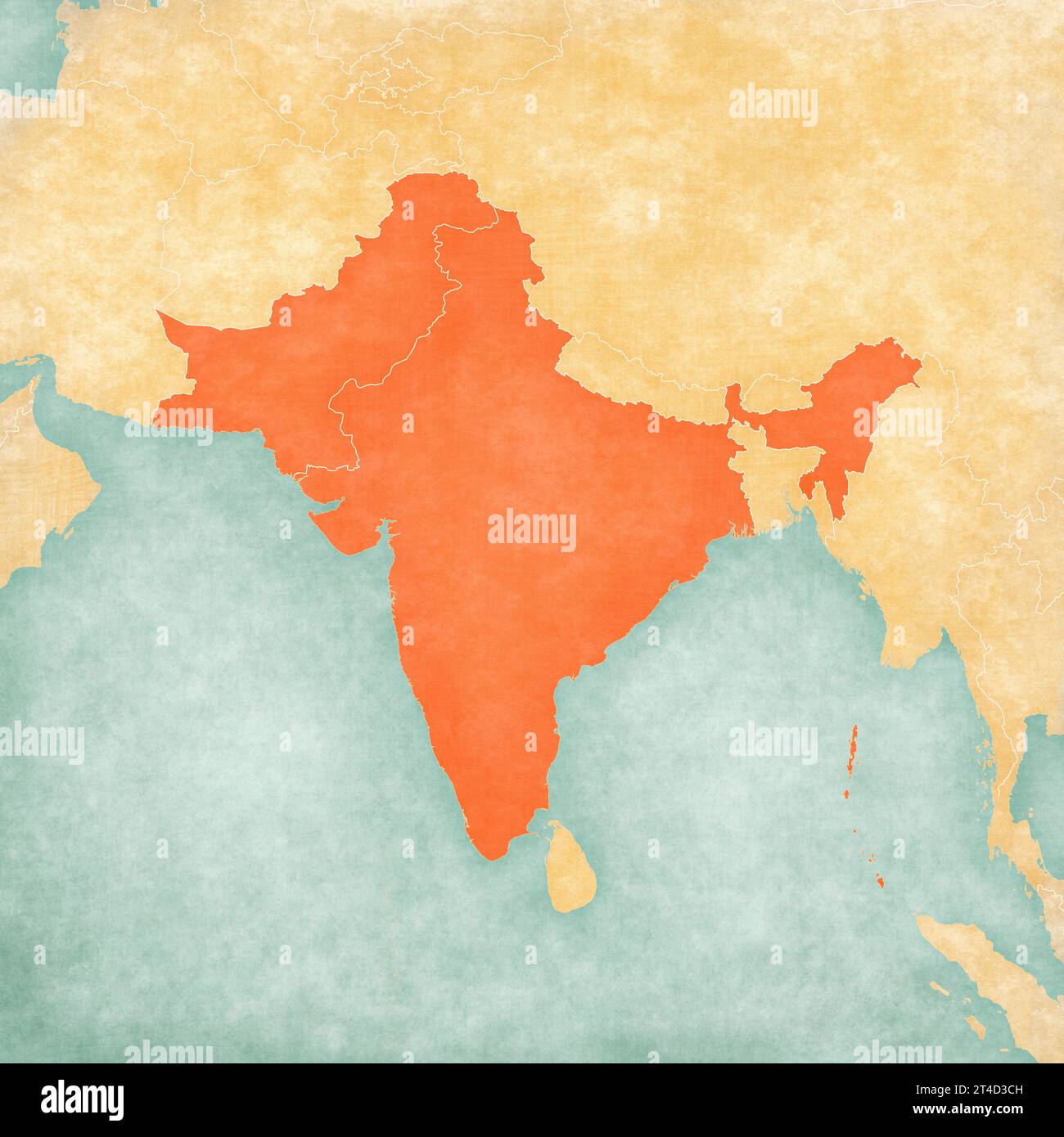 India pakistan border map hi-res stock photography and images - Alamy