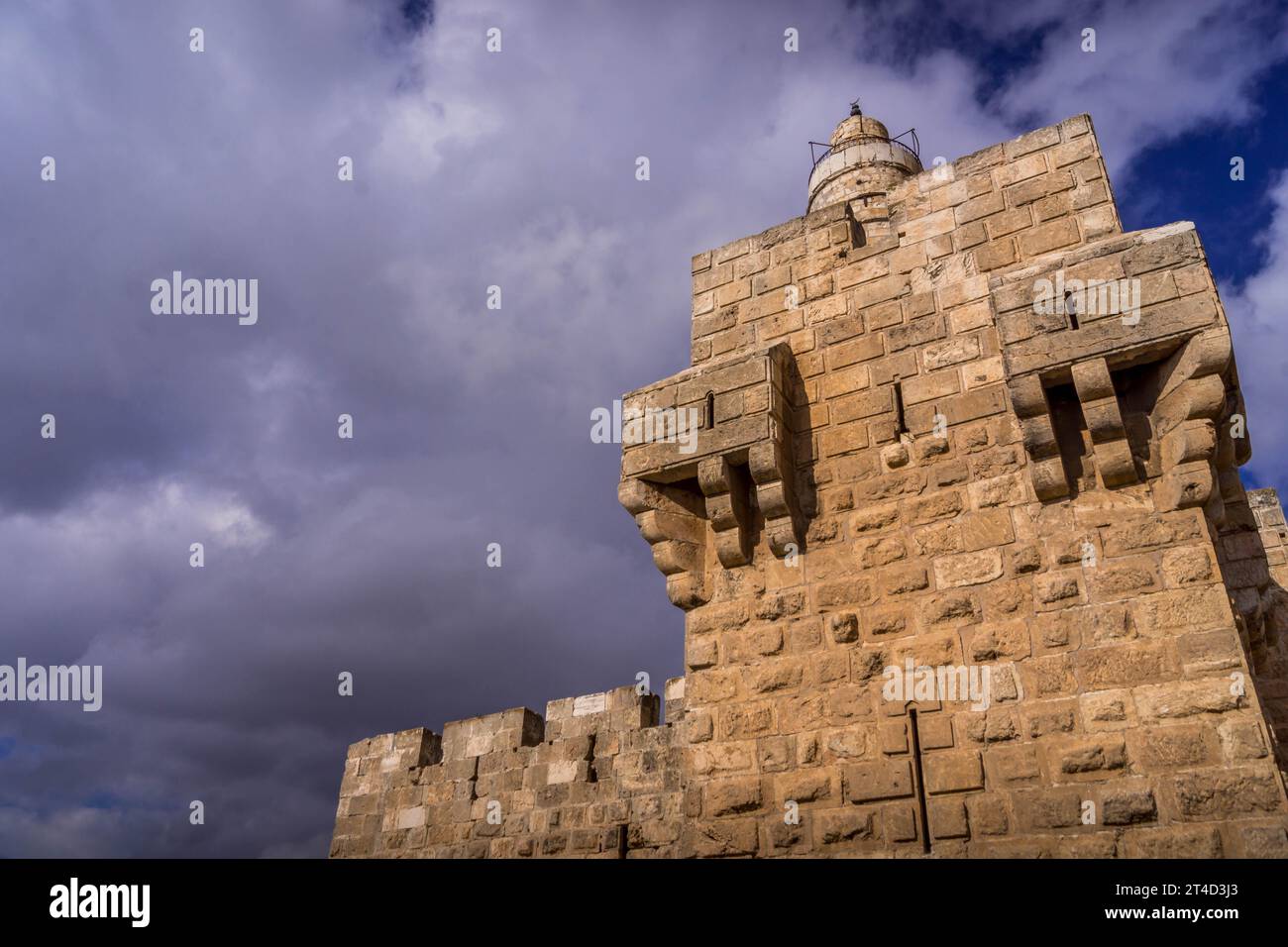 The tower of the fortress wall of Old Town of Jerusalem in Israel Stock ...