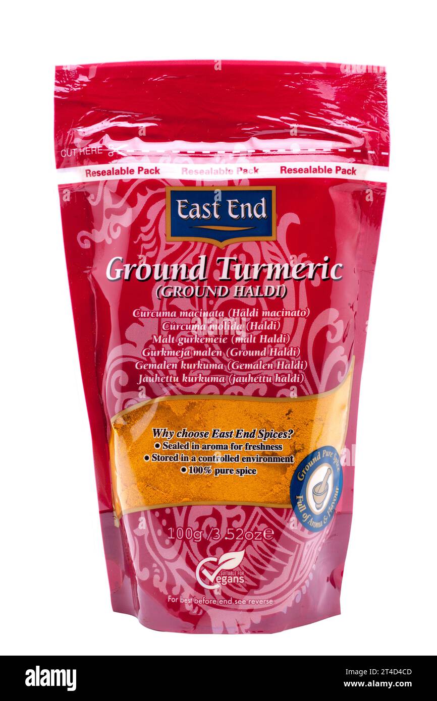 Resealable Packet of East End Ground Turmeric Powder Stock Photo - Alamy