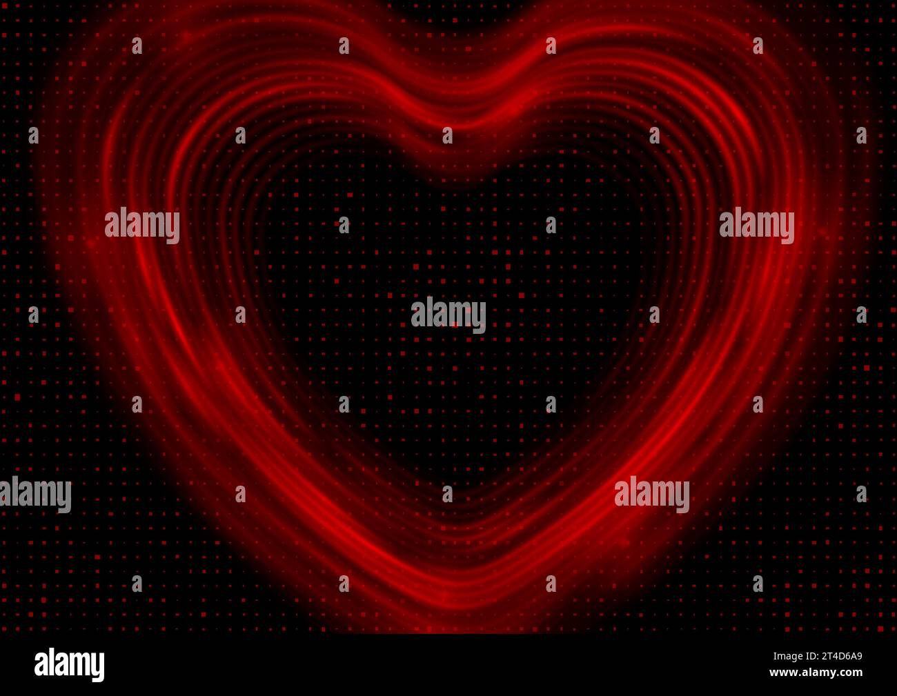 Red smooth hearts and glitter dots on black background. Abstract ...