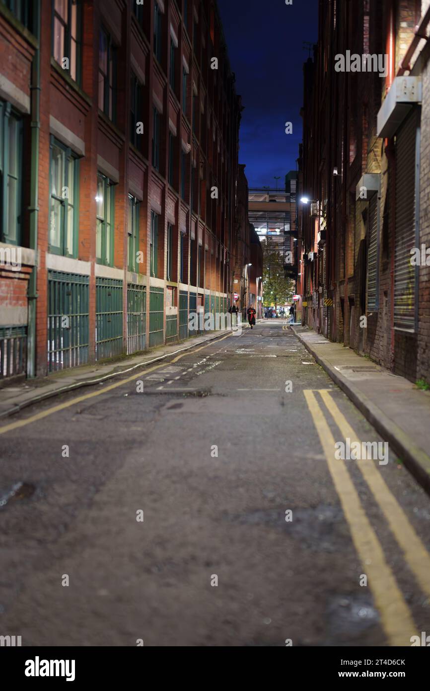 Back China Lane at night in Manchester city centre Stock Photo - Alamy