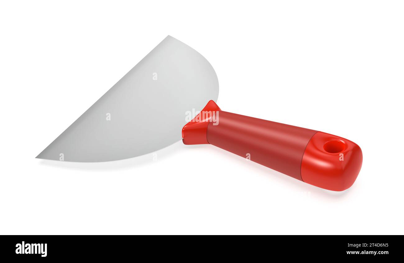 Putty knife with red plastic handle on a white background Stock Photo ...